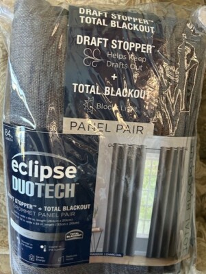 Eclipse Duotech Total blackout curtains Maddox Charcoal w/ draft ...