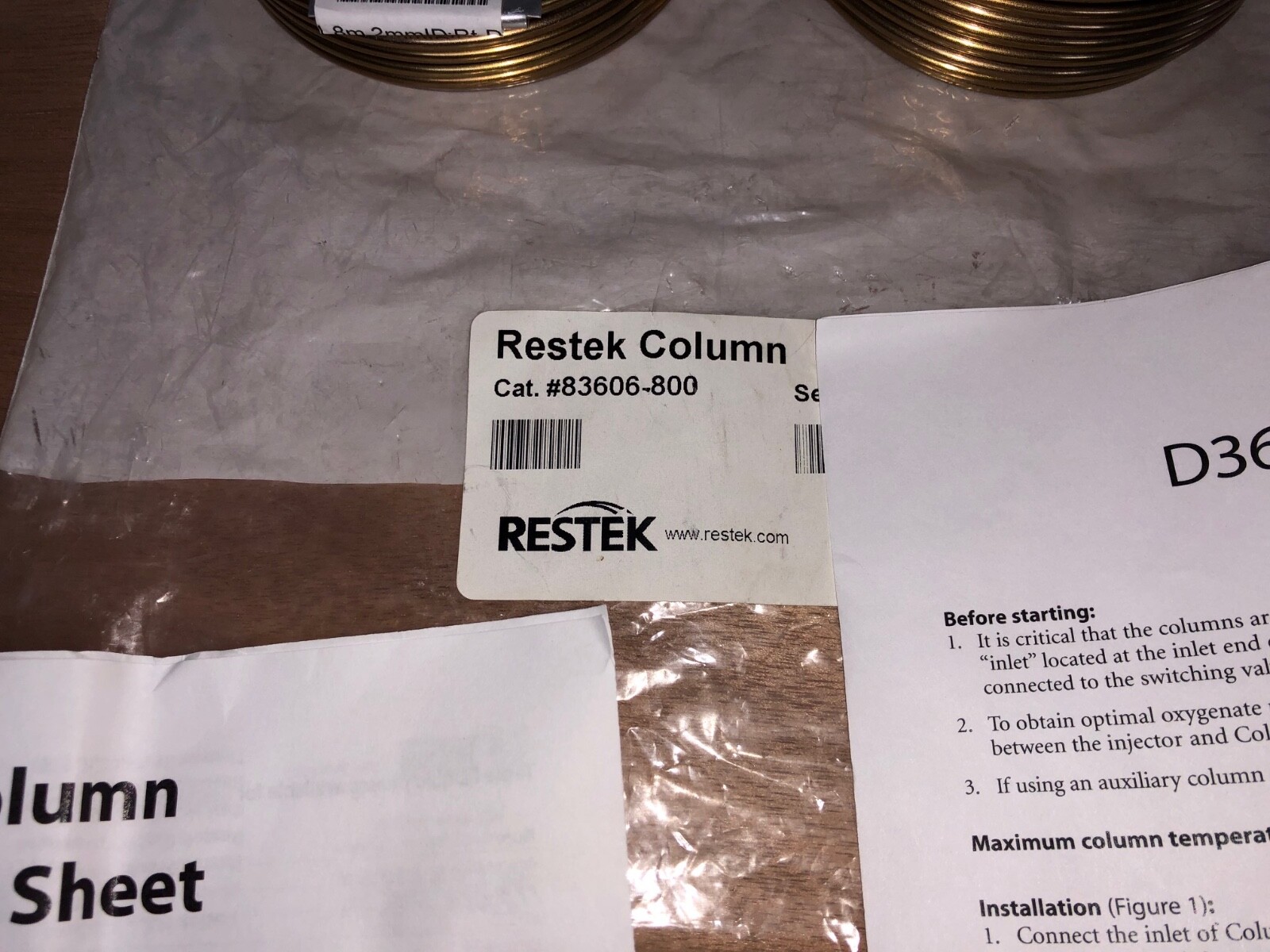 Restek 83606-800 D3606 Application Column (2 column set) NEW | eBay