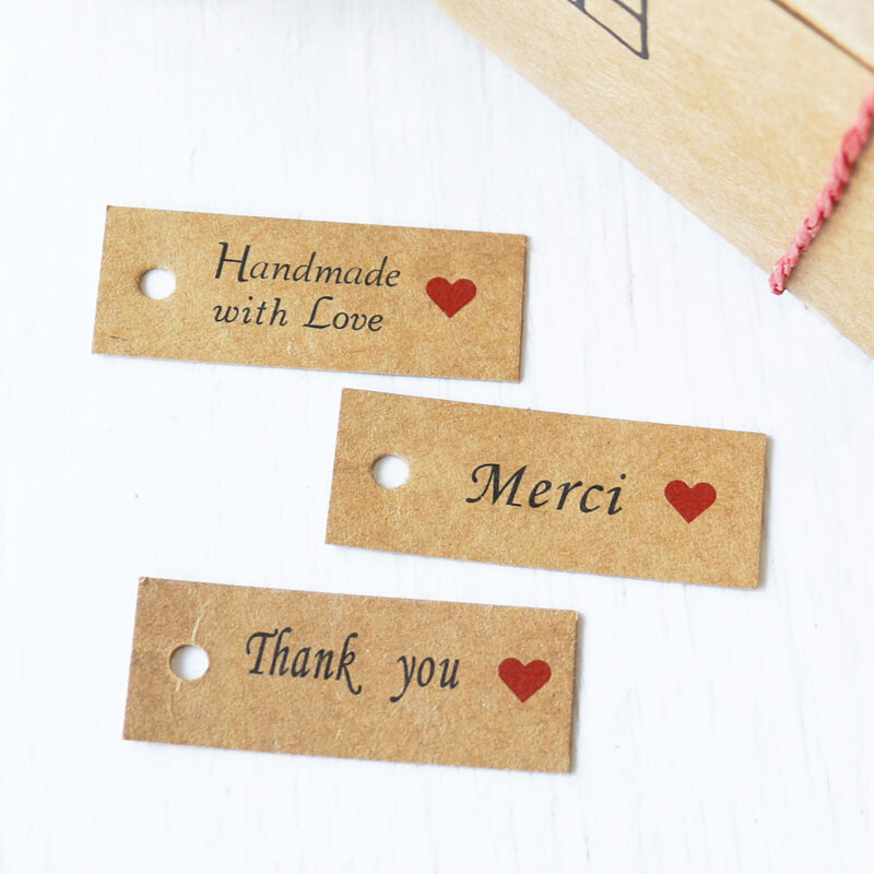100 Pcs Kraft Paper Gift Tags Handmade Paper Hang Cards Price Label DIY ...