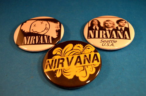3 Assorted NIRVANA BUTTONS pins pinbacks grunge MUSIC 2 1/4" Seattle ...