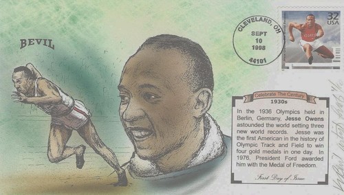 CTC Jesse Owens-Gold Medal Olympian #3185j FDC Bevil Cachet M4129 | eBay