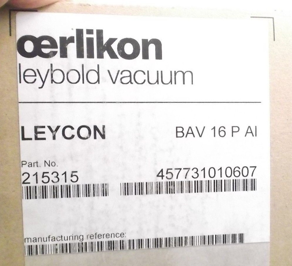 Leybold Part #215315 BAV 16 P AL Right Angle Valve - Aluminum - (DN 16 ...