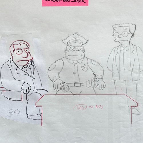 The Simpsons (Season 17) Quimby, Wiggum, Mr Smithers Production Drawing ...