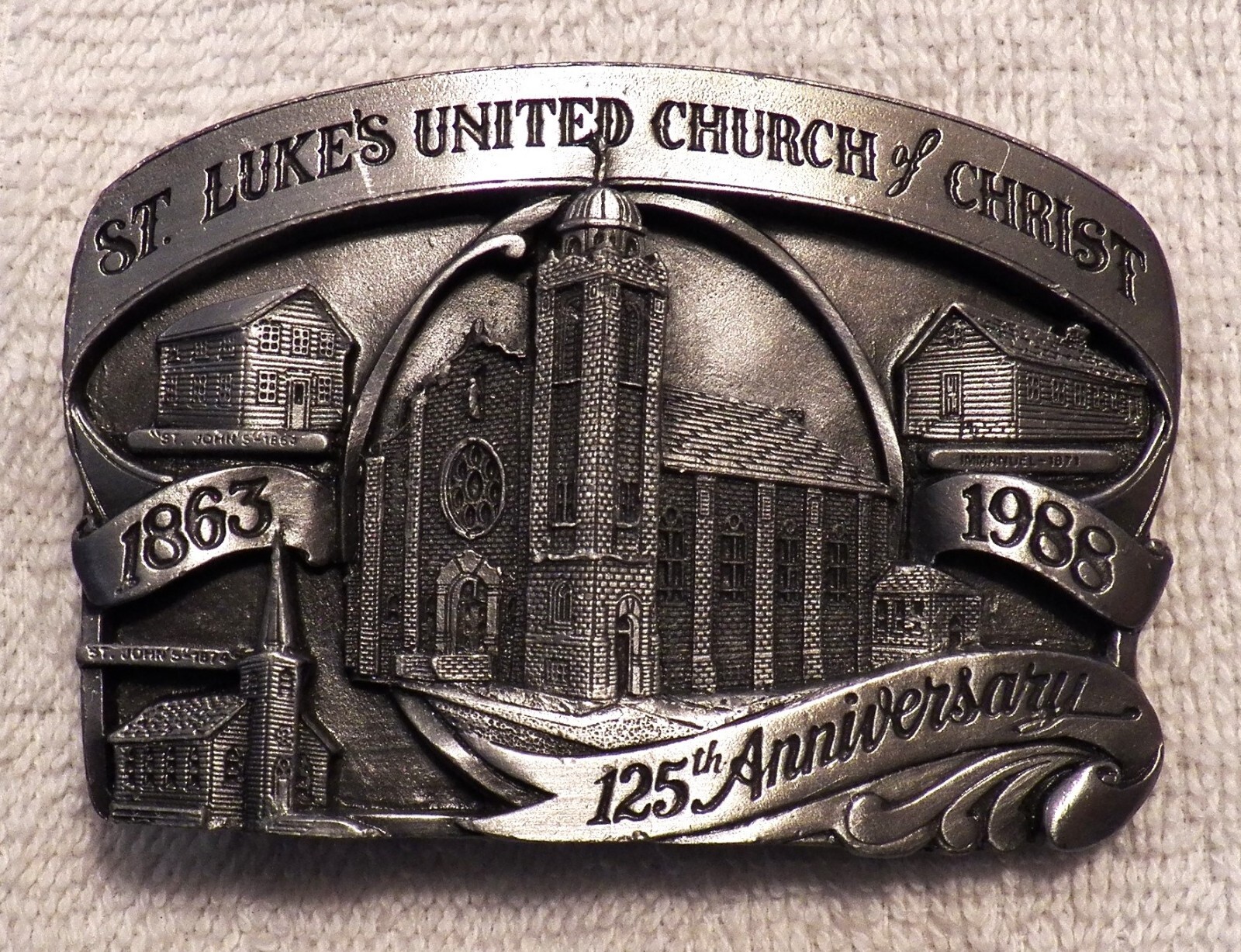 CLASSIC BELT BUCKLE ST LUKE'S UNITED CHURCH OF CHRIST 1988 LIMITED EDI ...