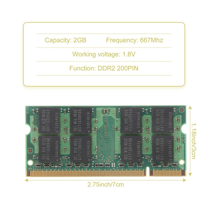 2GB DDR2 Memory 667Mhz PC2 5300 Laptop Memoria 1.8V 200PIN SODIMM for ...