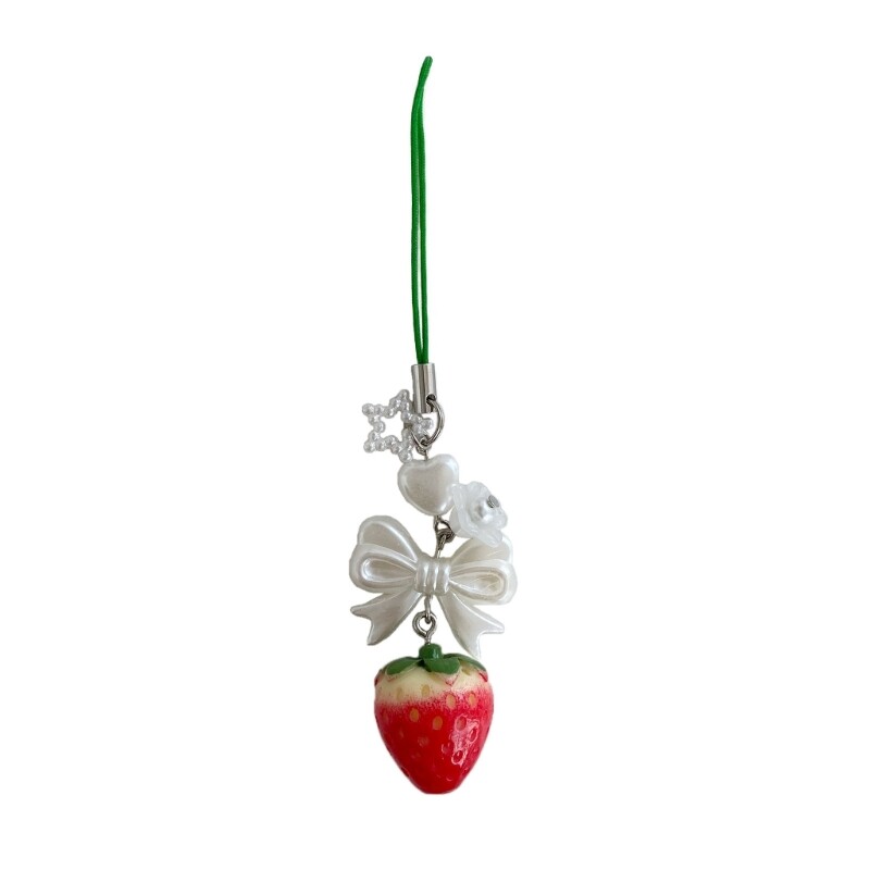Handmade Strawberry Phone Charm Bowknot Phone Jewelry for Woman Girls ...
