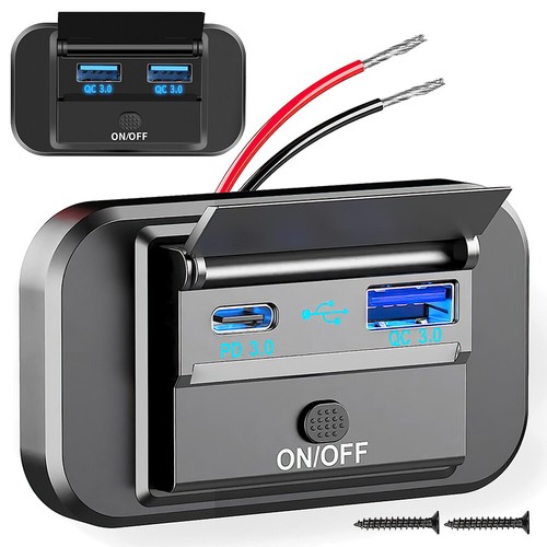 Dual PD USB Port Fast Charger Socket Power Outlet Panel Car RV Caravan ...