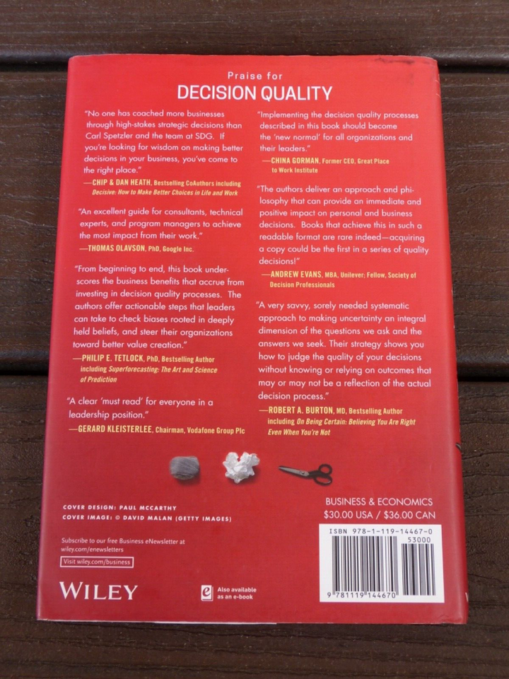 DECISION QUALITY, Value Creation, Spetzler, Winter, Meyer, Hardcover ...