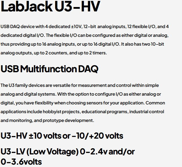 NEW LabJack U3-HV DAQ Data Acquisition Module | eBay