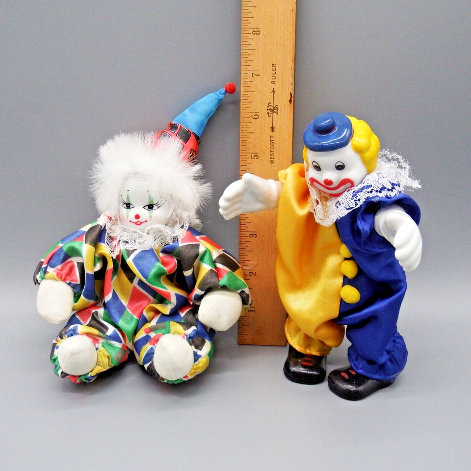 Pair of Clowns 2 Vintage Handpainted Ceramic Face Stand Alone & Sand ...