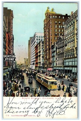 1907 State Street Boston Store Streetcar Trolley Road Chicago Illinois ...