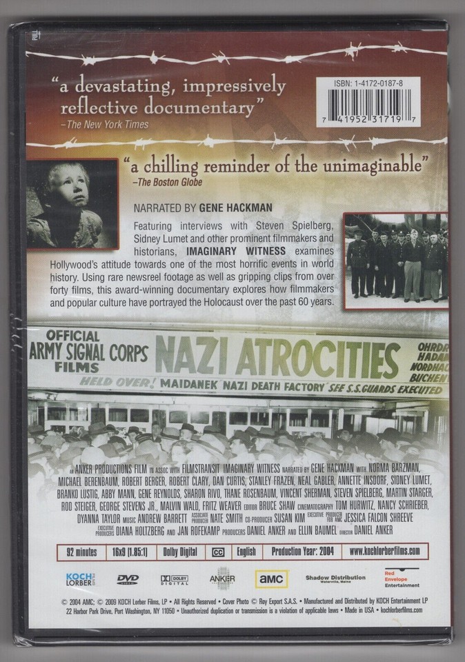 Imaginary Witness: Hollywood and the Holocaust (Brand New DVD) Gene ...