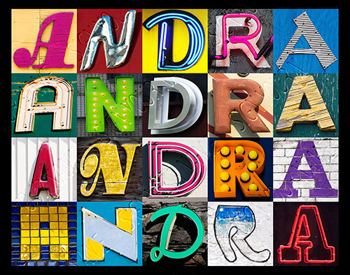 ANDRA Name Poster featuring photos of actual sign letters | eBay