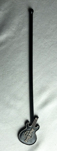 Hard Rock Cafe Swizzle Stick Plastic Guitar Drink Stirrer Black Gold ...