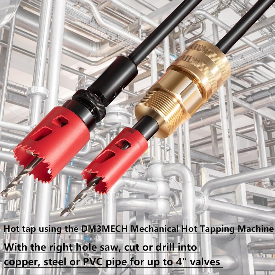 Hot Tapping Machine 08350 DM3MECH Hot Tap Kit for NPT Hole Saws and ...