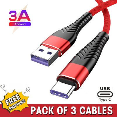 USB A to Type C Fast Charger Cable 3A For Samsung Mobile Phone Lead USB ...