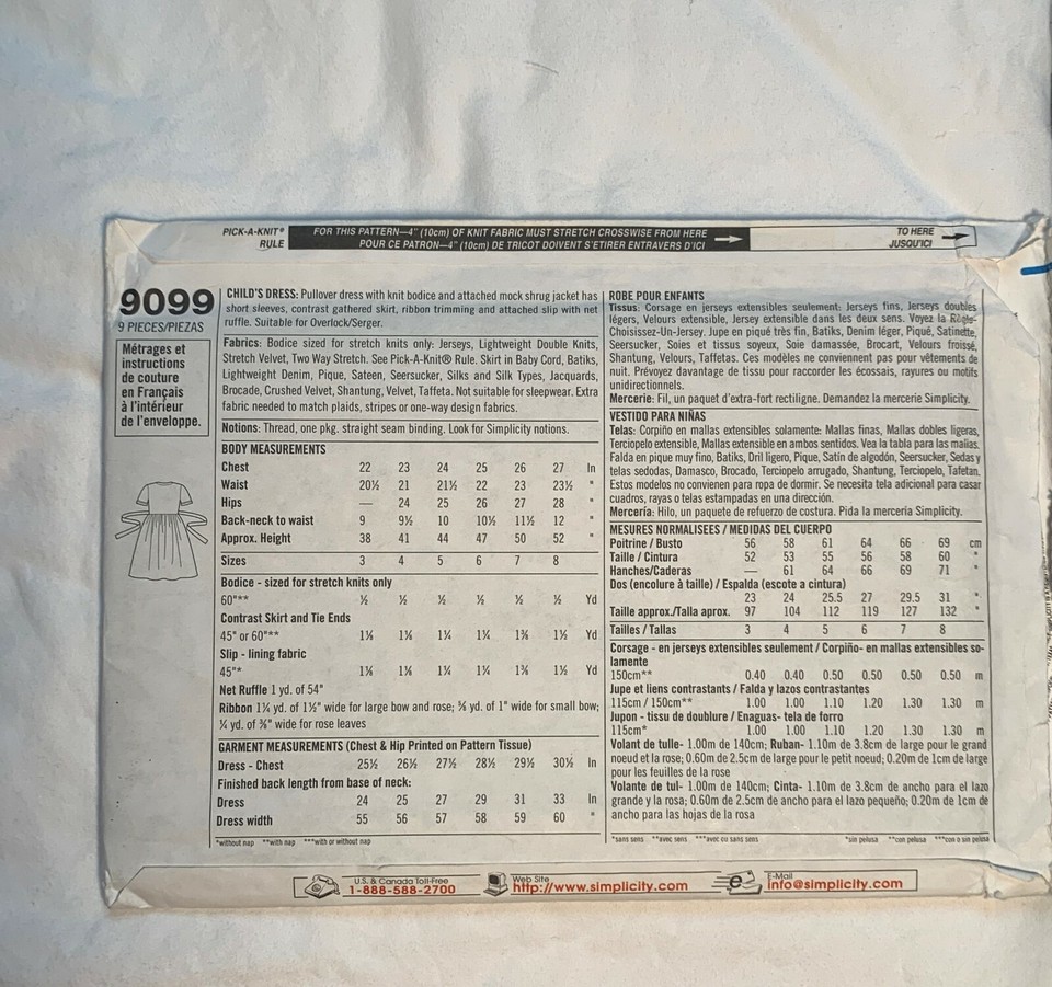 Girl's Dress Simplicity Sewing Pattern 9099 size 3 - 6 Uncut New | eBay