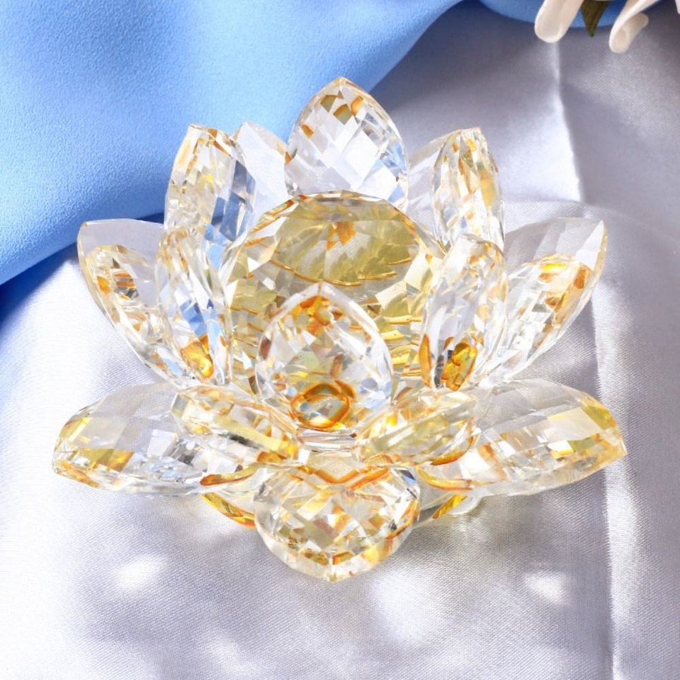 Glass Miniature Glass Craft Lotus Flower Decor Crystal Lotus Flower ...