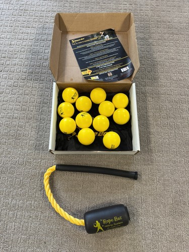 The Rope Bat Baseball / Softball Swing Trainer w/ 12 Training Balls ...