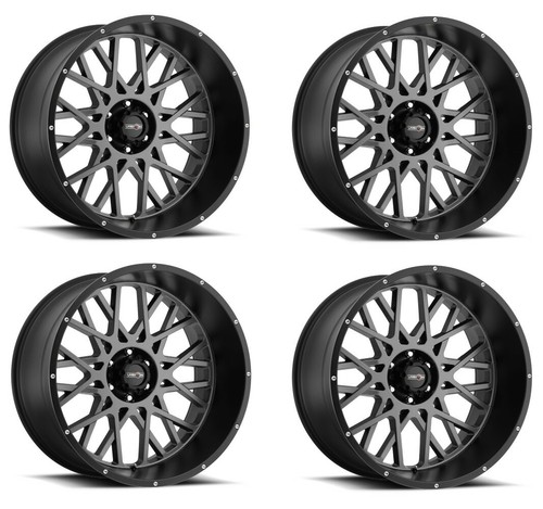 Set 4 22" Vision 412 Rocker Anthracite Satin Black Lip Wheels 22x12 ...