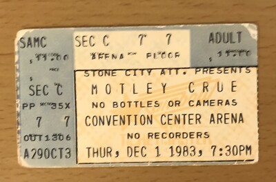 1983 MOTLEY CRUE SHOUT AT THE DEVIL TOUR SAN ANTONIO CONCERT TICKET ...