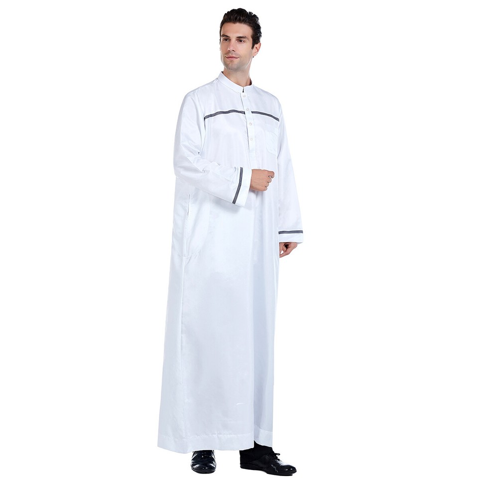 Mens Saudi Arab Muslim Robe Long Thobe Jubba Dishdasha Thawb Thoub ...