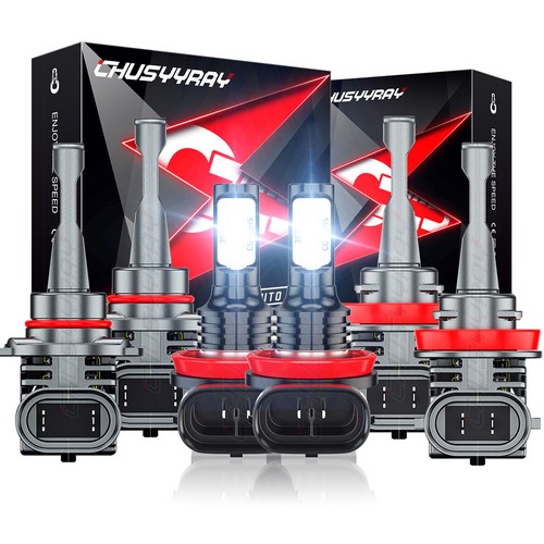 Combo 9005+H11+H11 LED Headlight Kit Fog light Bulbs High Low Beam ...