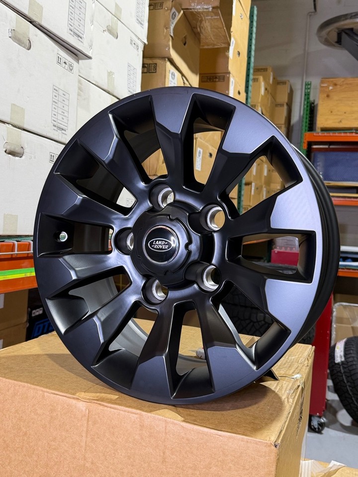 5 LAND ROVER DEFENDER satin 18 X 8 sawtooth WHEELS 90 110 SATIN BLACK ...