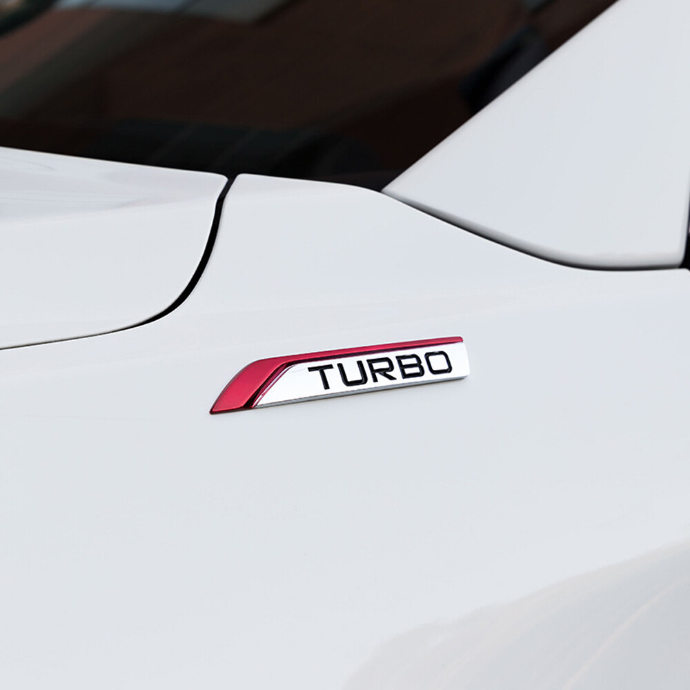 2Pcs 3D Turbo Logo Sticker Metal Car Fender Trunk Emblem Badge Decor ...