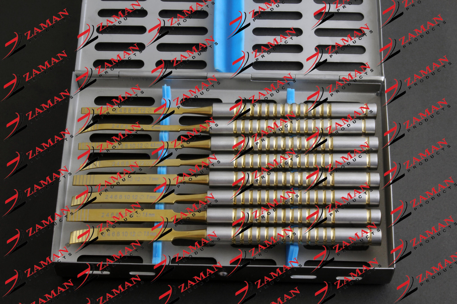 Ridge Splitting Bone Chisels Periodontal Gold & silver 8 PCs Set With ...