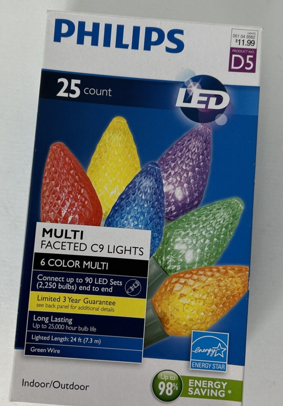 PHILIPS LED C9 FACETED -T-W-I-N-K-L-E- LIGHTS / SET of 25 / MULTI ...