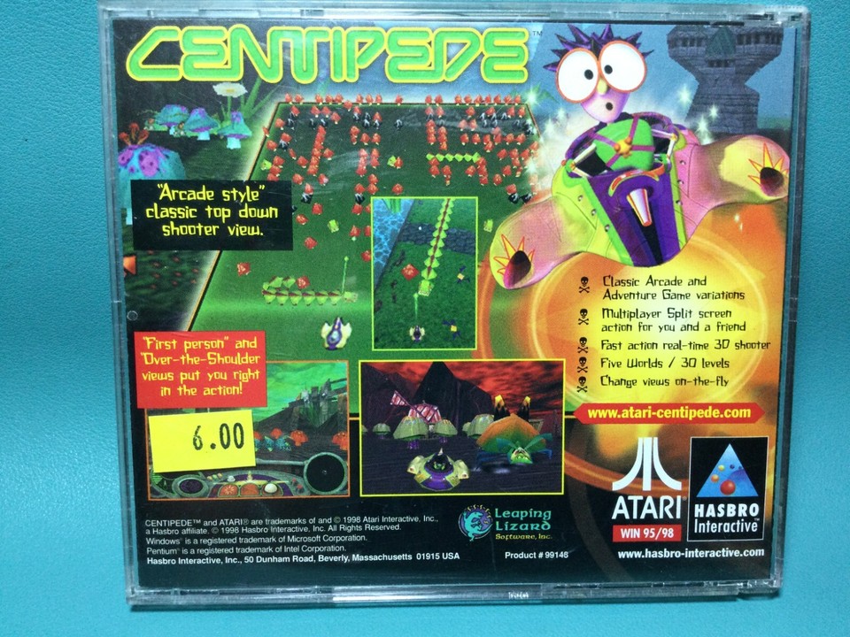 CENTIPEDE (PC, CD-ROM 1998) Windows 95/98 Atari Hasbro Interactive ...