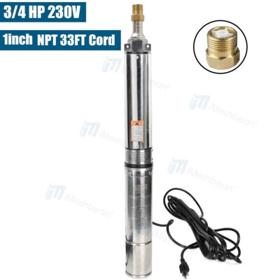 3/4 HP 3" Deep Well Submersible Pump, 220V, 13 GPM, 247 ft MAX,60Hz, 1 ...
