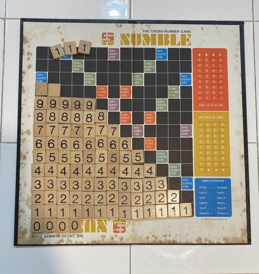 NUMBLE The Cross-Number Game 1968 Scrabble-like with Numbers | eBay