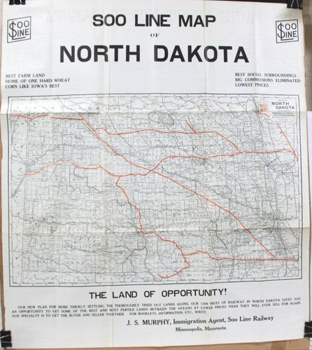 Soo Line Map of North Dakota Minneapolis, St. Paul & Sault Ste. Marie ...
