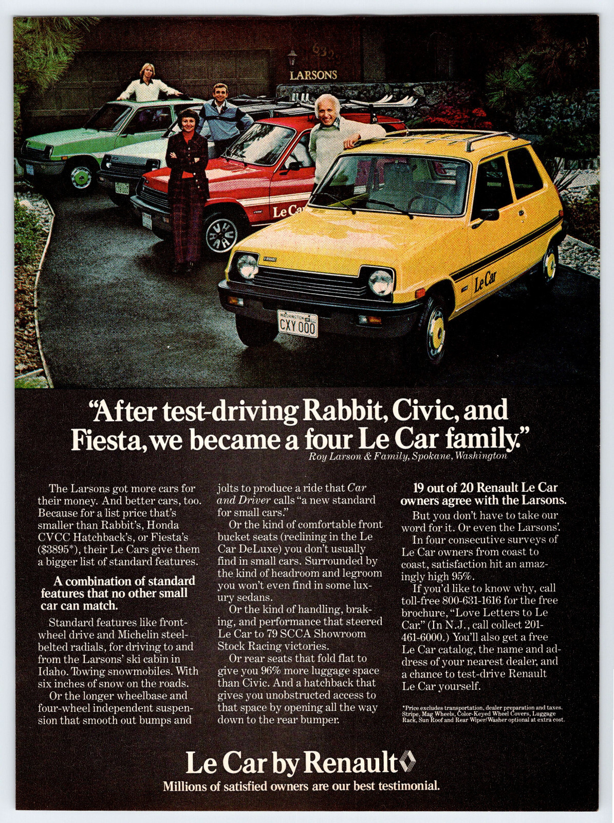 1979 LE CAR BY RENAULT AUTOMOBILE Vintage 8"X11" Magazine Ad 1970's ...