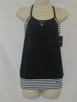 NWT Nike Racerback Tankini Top Black & White Size Small | eBay