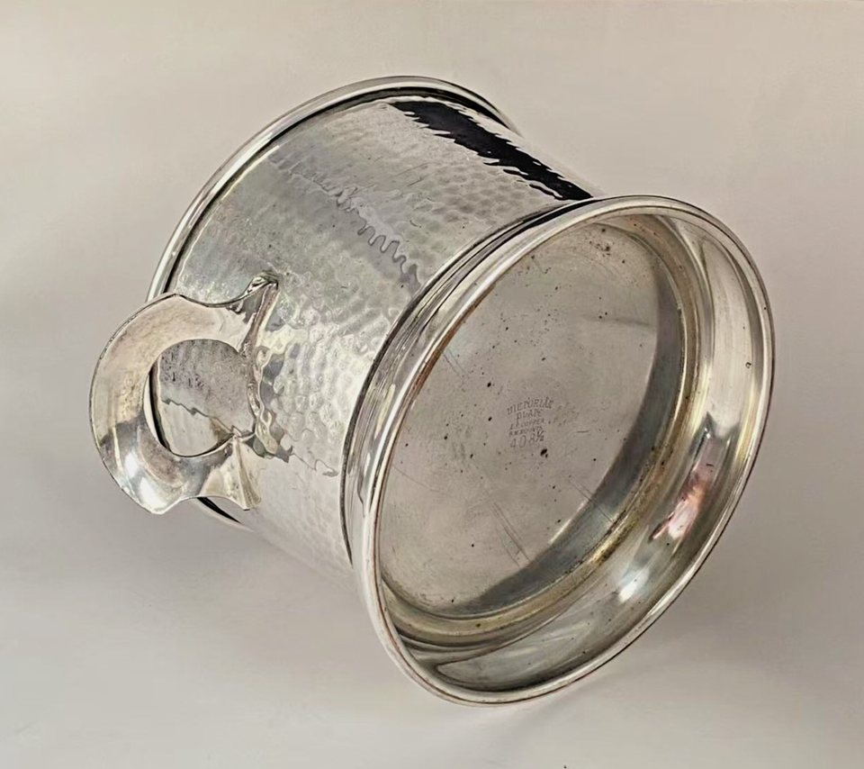 Antique c1925 Ice Bucket Silver Plate on Copper Hand Finish Matching ...