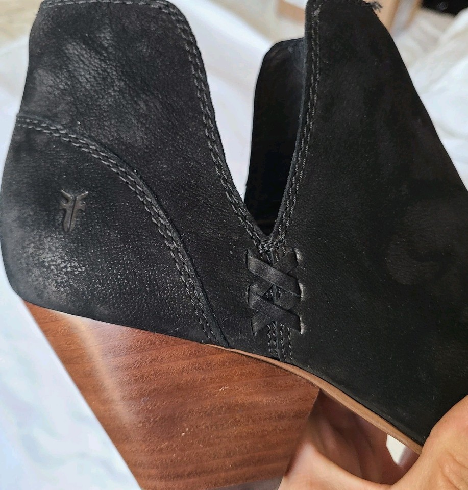 Frye Reina Cut Out Ankle Black Suede Booties Sz. 10 Sexy Elf Fairy ...