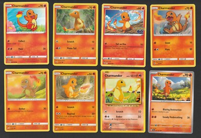 8X CHARMANDER Pokemon Cards Set English Fire Type Cute Vintage XY SM ...
