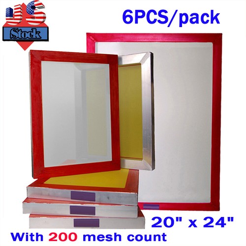 USA 6 PACK 20" x 24" Aluminum Screen Printing Screens With 200 Yellow ...