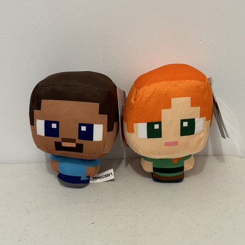 Minecraft SET Steve + Alex 7” Plush Chibi Players Licensed Mojang Game ...
