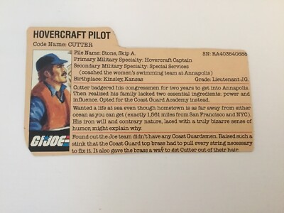 GI Joe Cutter Hovercraft Pilot Card - 1984 - Read Description | eBay