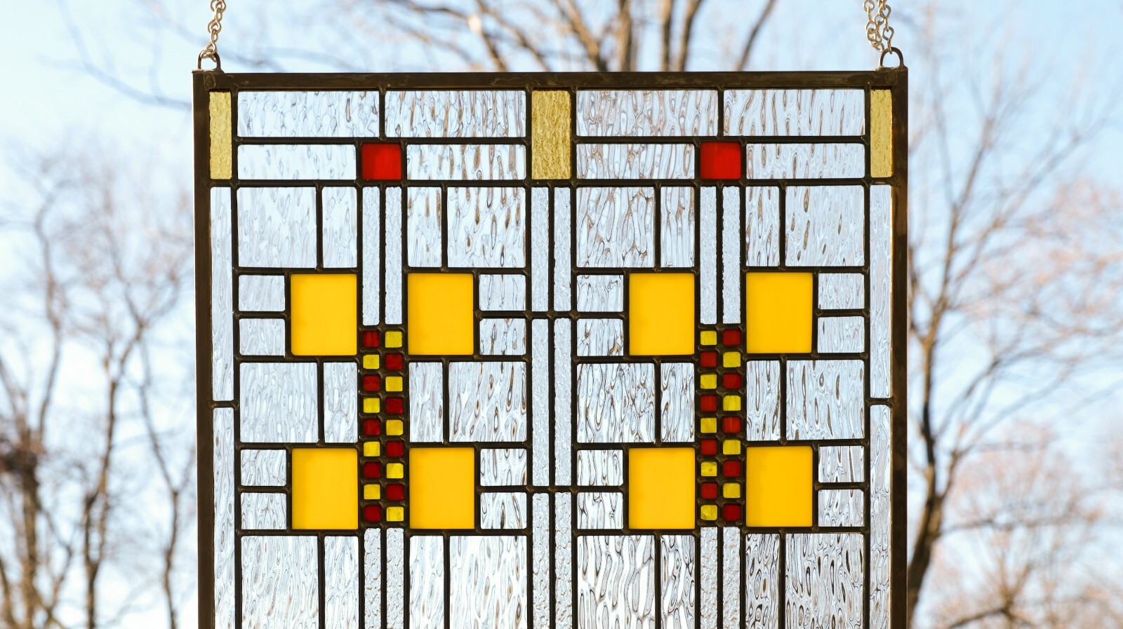 20" x 34" stained Glass Mission Style Window Panel clear glass | eBay
