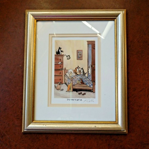 FRANK COBLE TIME TO GET UP FAMOUS CAT HUMOR MATTE FRAMED PRINT SIGNED ...