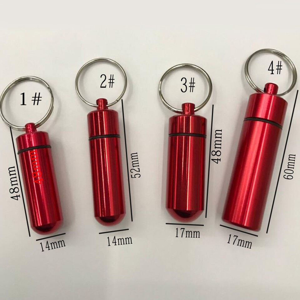 Waterproof Mini Pill Drug Stash Box Keyring Case Bottle Bullet Holder ...