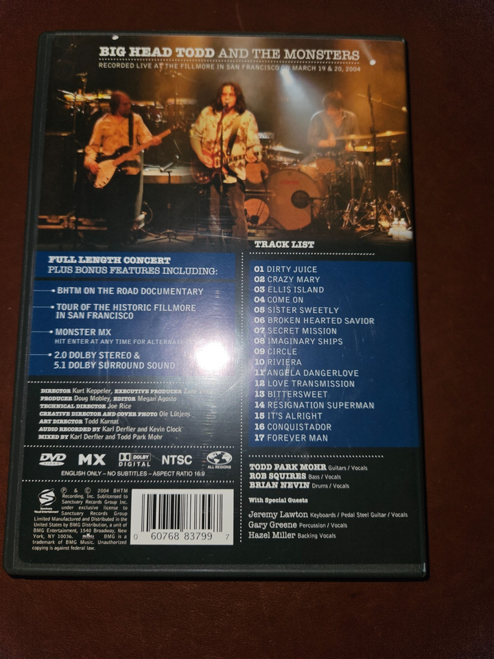 Big Head Todd and the Monsters - Live at the Fillmore (DVD, 2004 ...