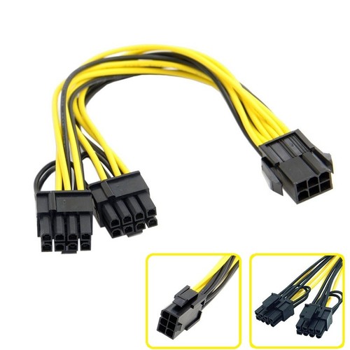 GPU Graphics Card Power Cable PCI-E PCIE 6p Female to 2 Port Dual 8pin ...