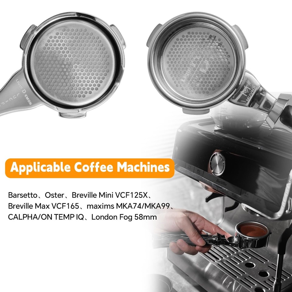 58MM Espresso Bottomless Portafilter - 3 Ears Portafilter with Double ...