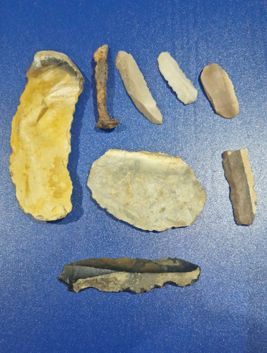 Flint Tools And Flakes Mesolithic Neolithic Bronze Age and a roman nail ...